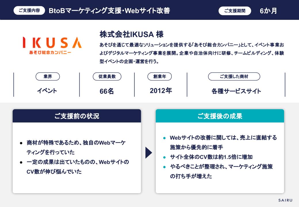 株式会社IKUSA｜サービスサイト改善およびマーケティング支援実績｜才流